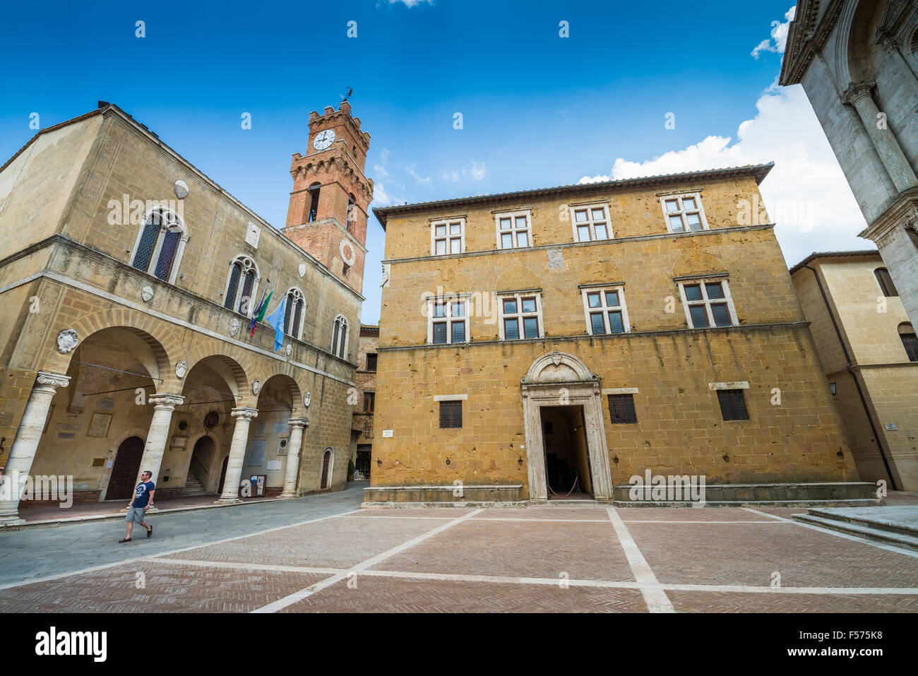 Pienza square of the cathedral in the Tuscany, Italy Stock Photo - Alamy