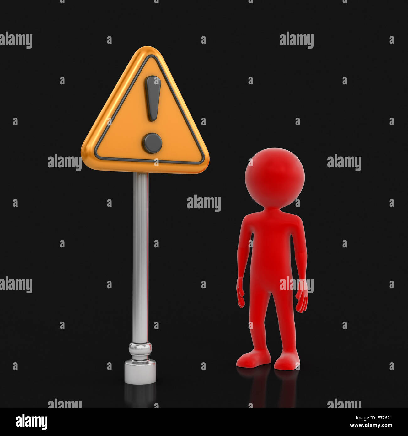 Man and Exclamation Pointer. Image with clipping path Stock Photo - Alamy