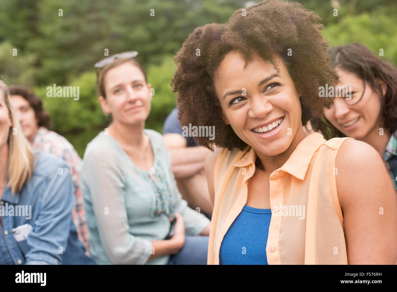 Group a woman hi-res stock photography and images - Alamy