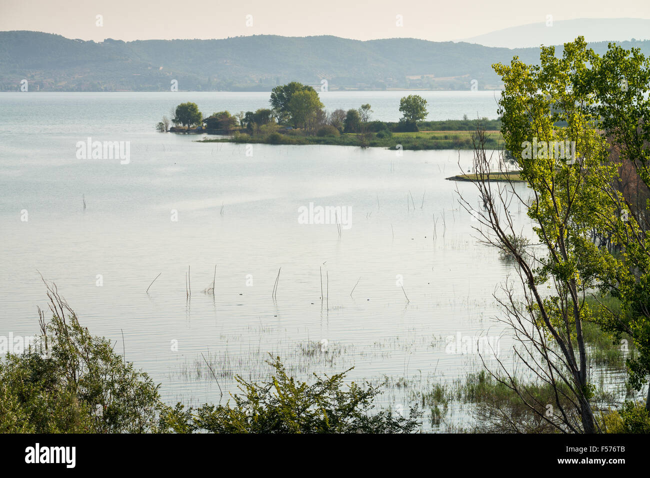 Italian landscape from Umbria with Trasimeno lake, Italy, Europe Stock ...