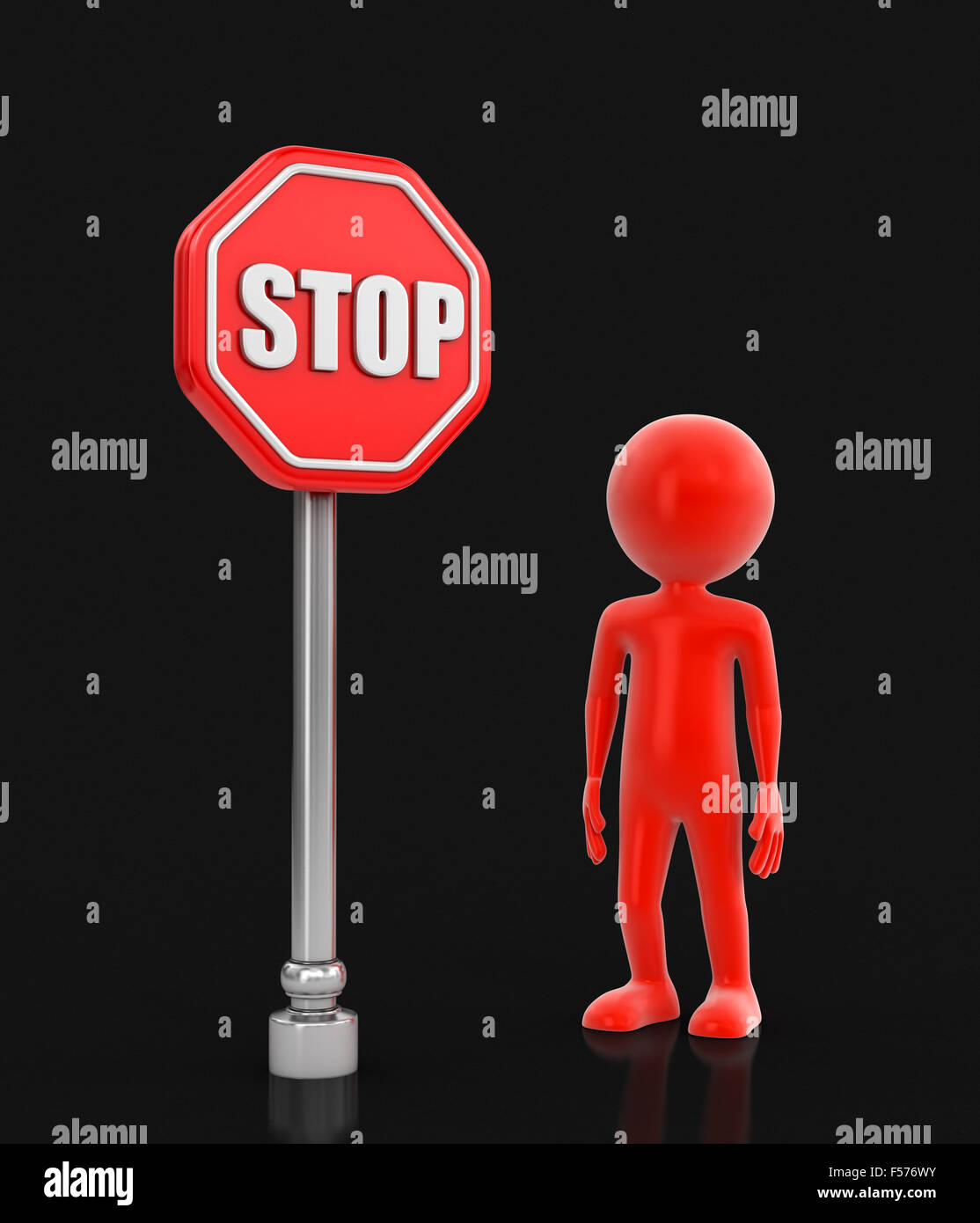 Stop sign and man. Image with clipping path Stock Photo - Alamy