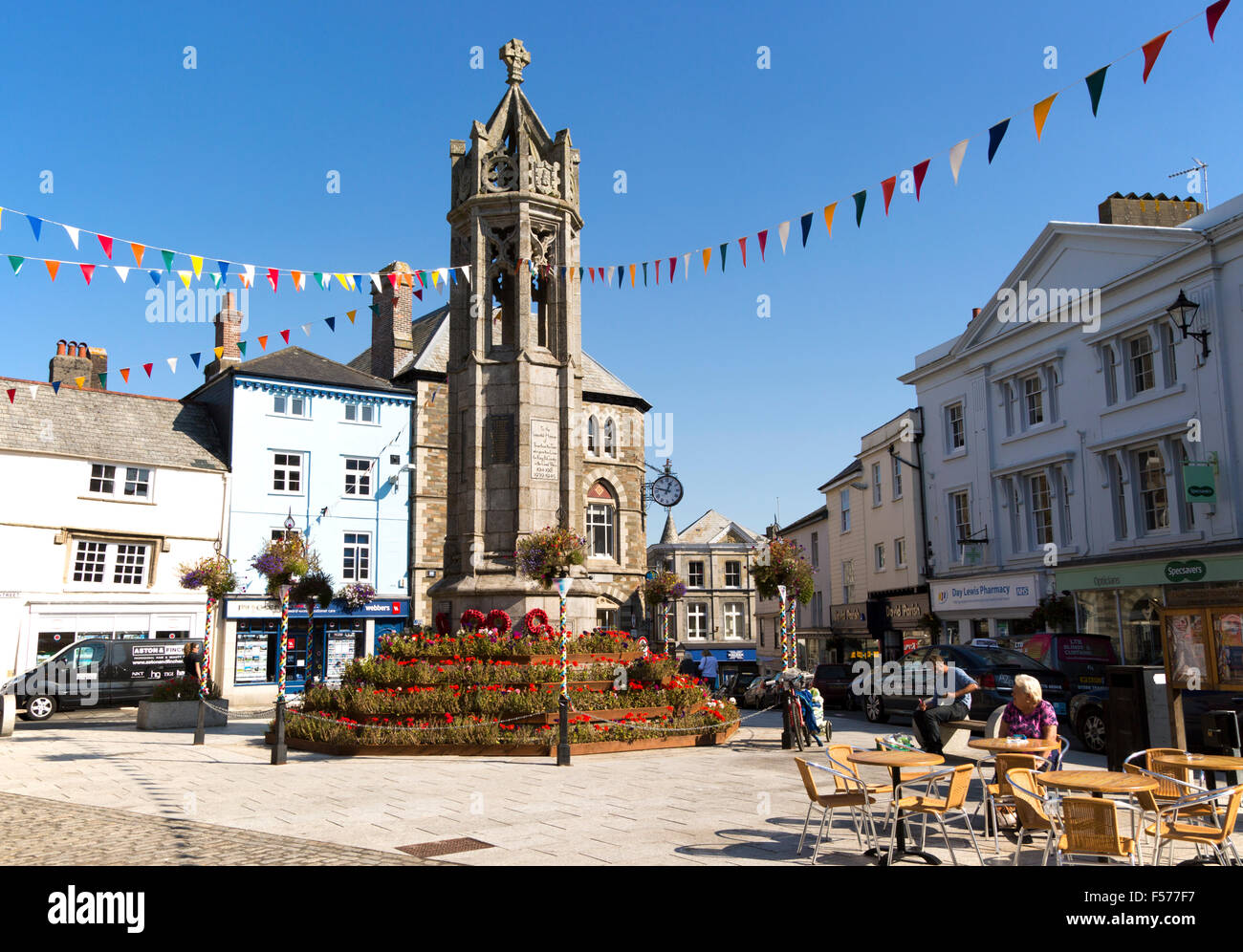 War memorial in market square, Launceston, Cornwall, England, UK Stock ...