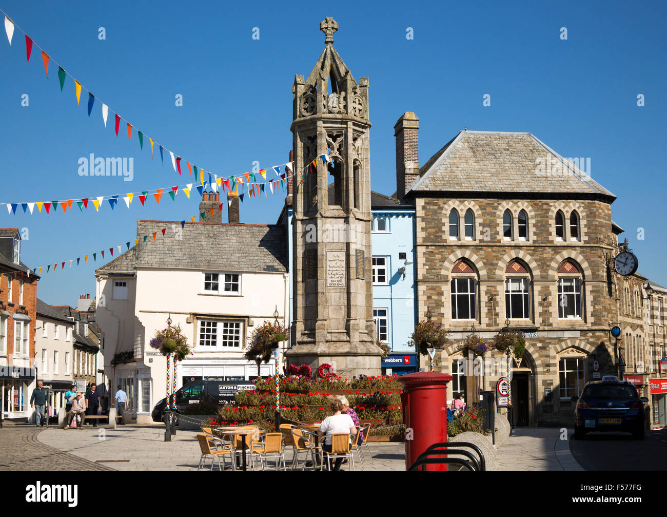 War memorial in market square, Launceston, Cornwall, England, UK Stock ...