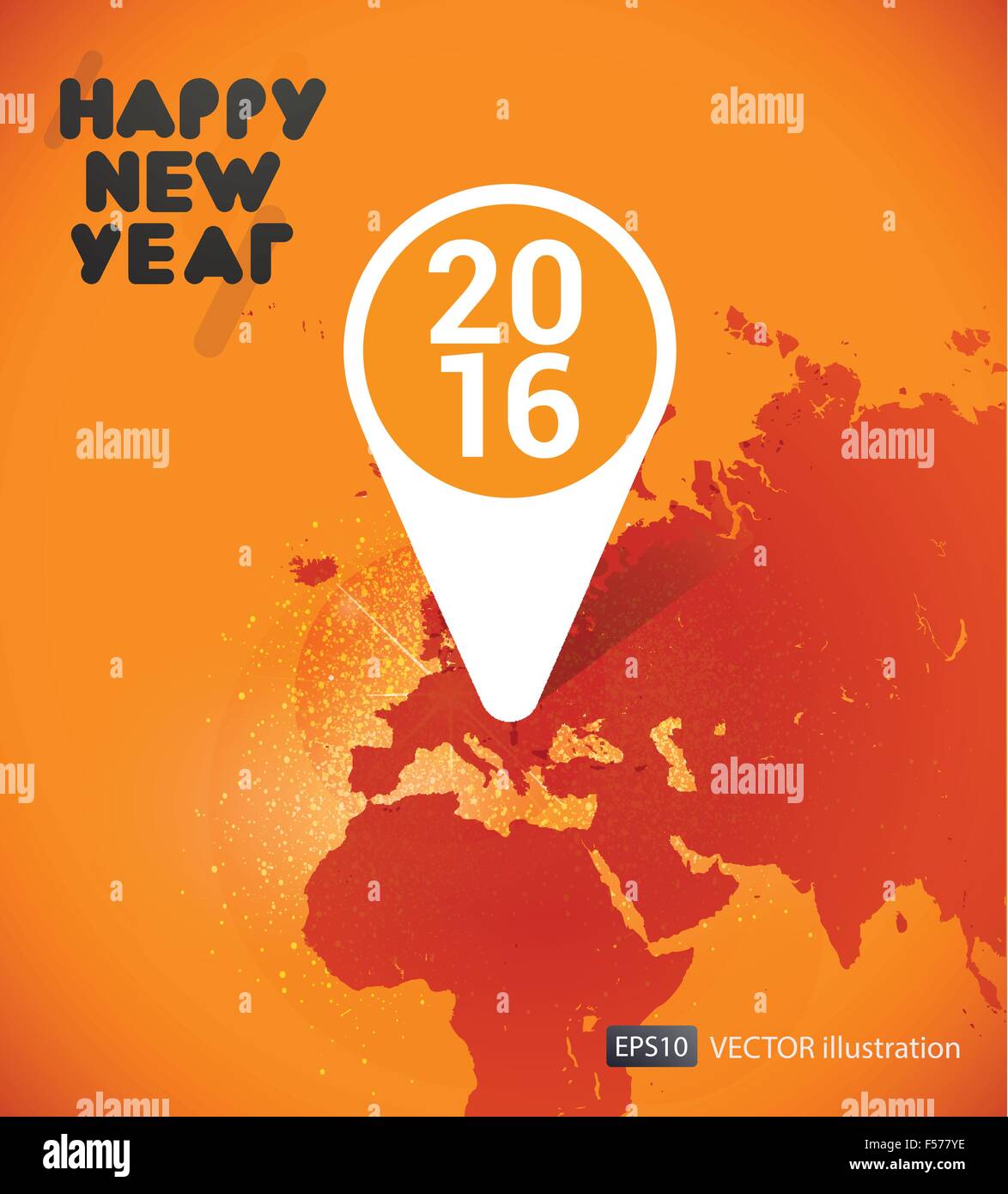 New year icon in world map. Vector background Stock Vector Image & Art ...