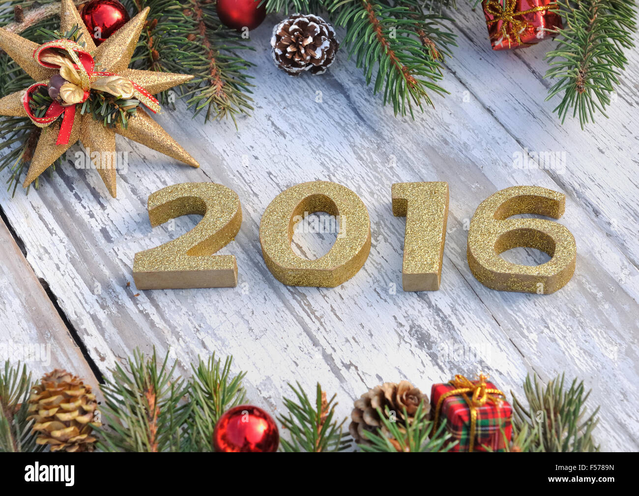 Christmas card golden numbers hi-res stock photography and images - Alamy
