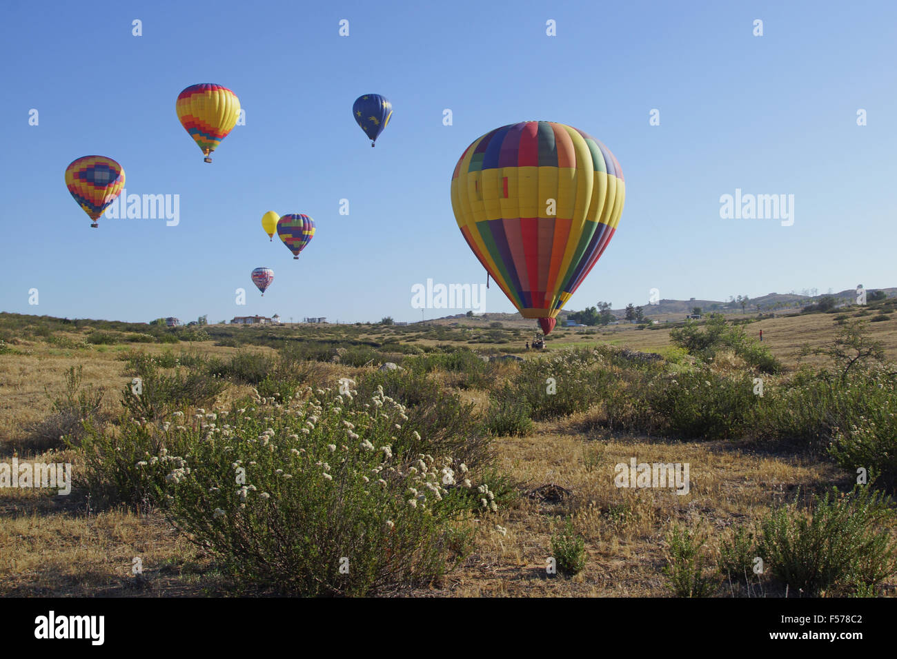 Balloons landing at 2015 Balloon and Wine Festival in Southern ...