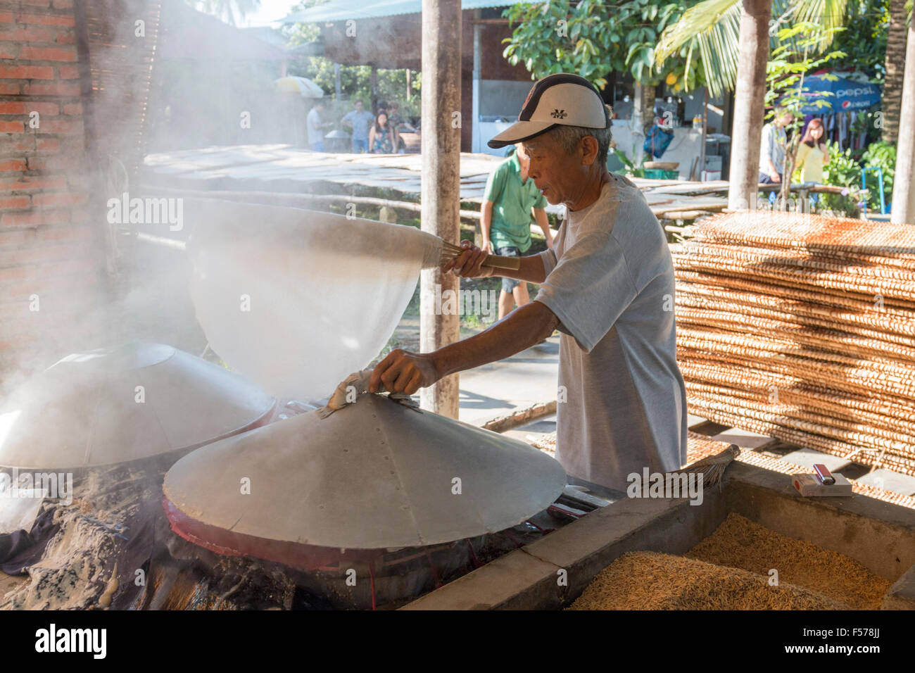 Sau Hoai's rice noodle factory , Can Tho, Mekong Delta, popular with ...