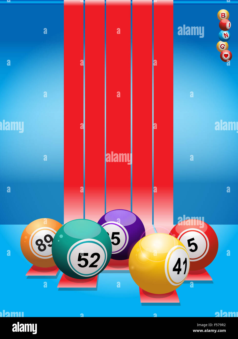 Bingo Balls Over Red Stripes and Blue Background Stock Photo - Alamy