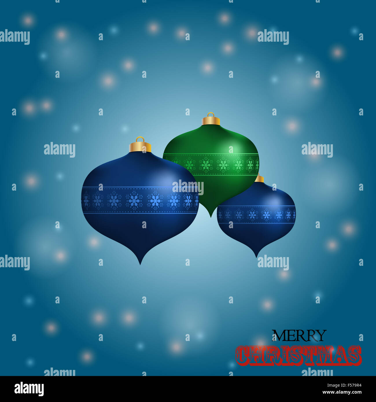 Christmas Baubles and Text Over Blue Glowing Background Stock Photo - Alamy