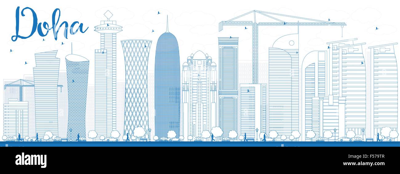 Doha Skyline Silhouette High Resolution Stock Photography and Images ...