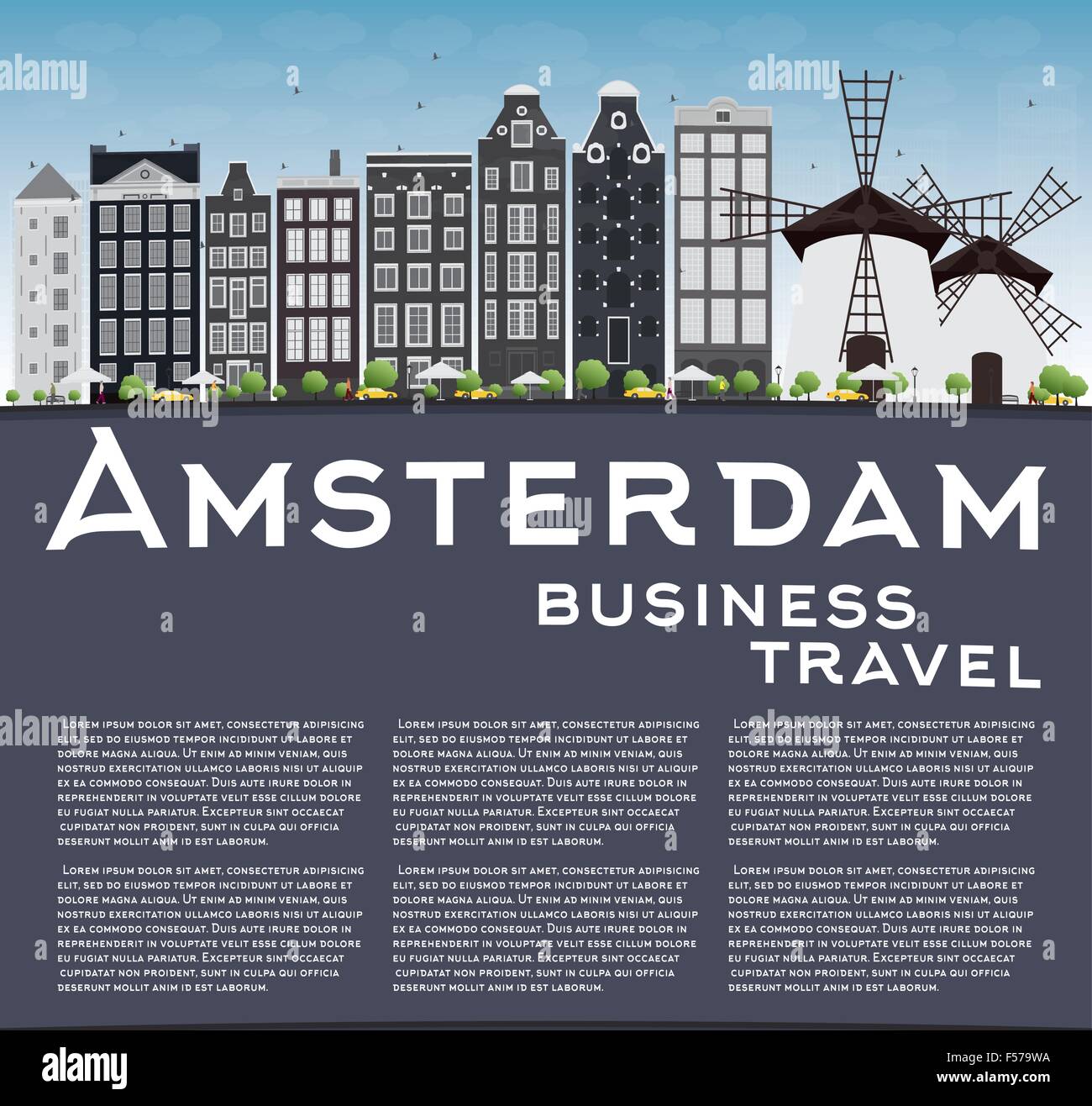 Amsterdam skyline illustration hi-res stock photography and images - Alamy