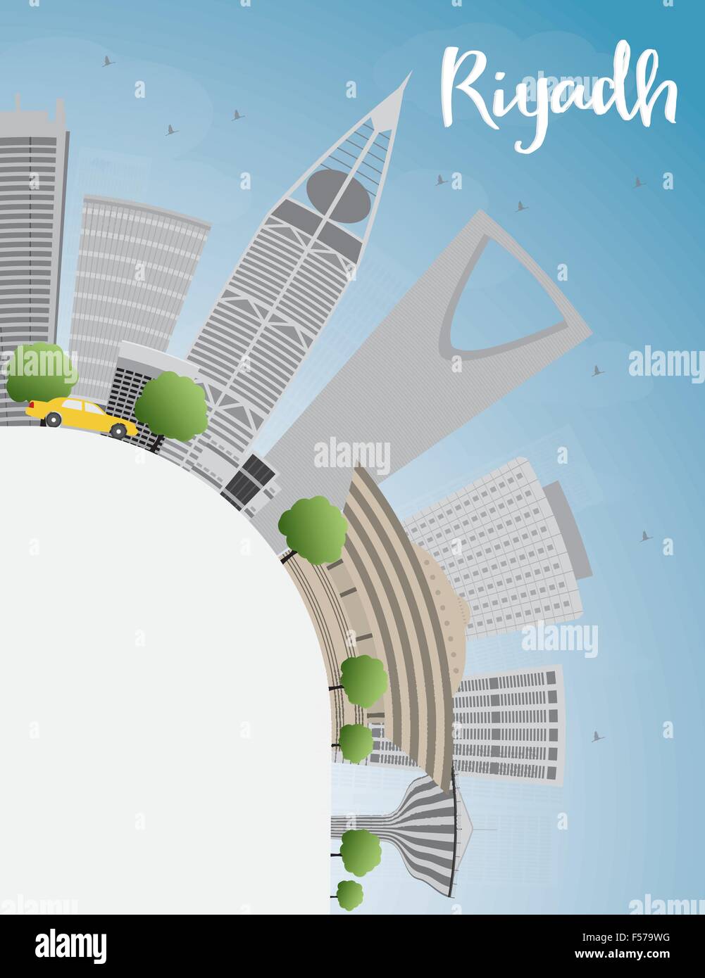 Riyadh skyline with grey buildings and blue sky. Vector illustration ...