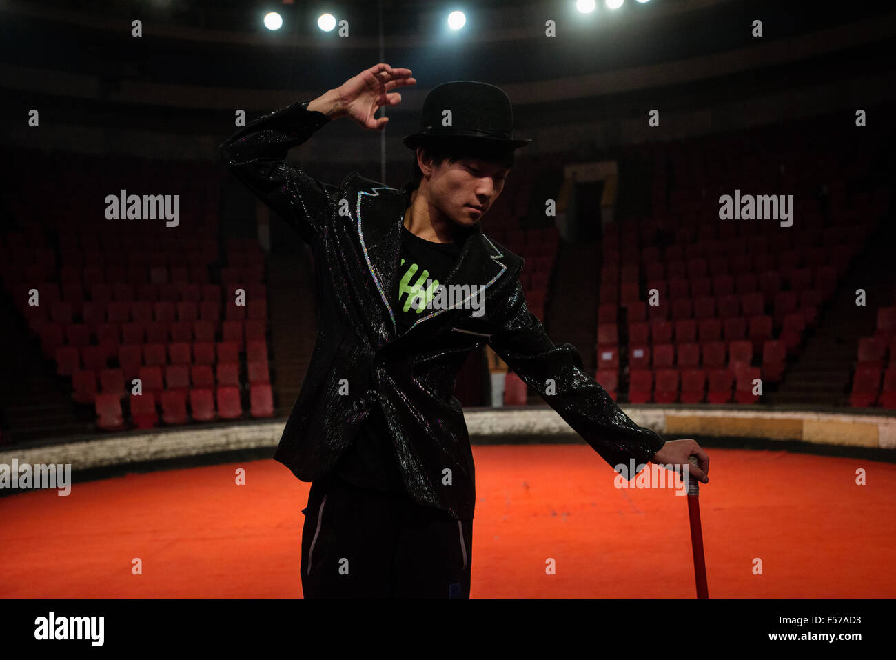 Performance of children circus studio actor at arena of Bishkek circus ...