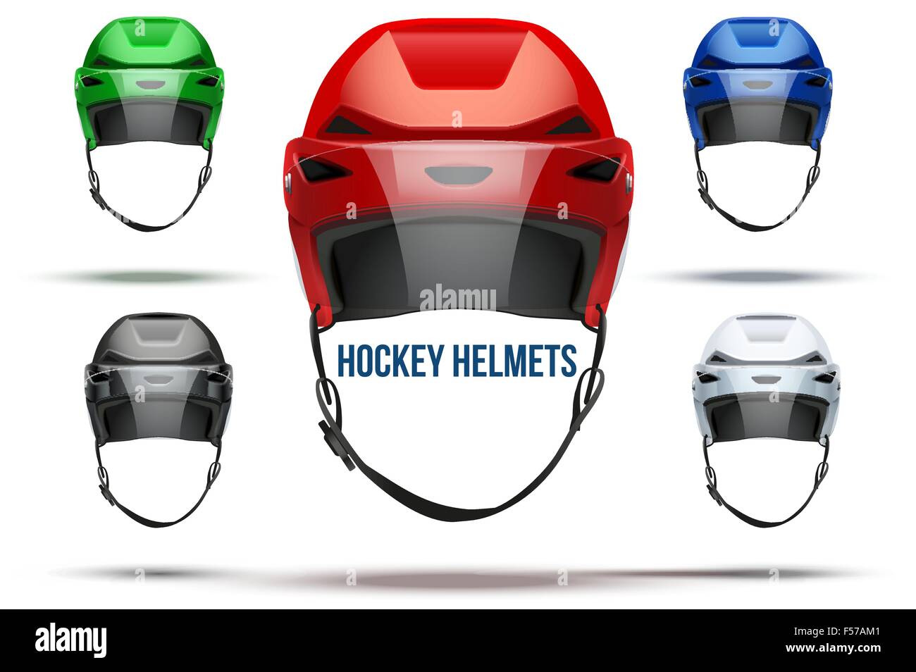 Set of Classic Ice Hockey Helmets with glass visor. Vector Stock Vector ...