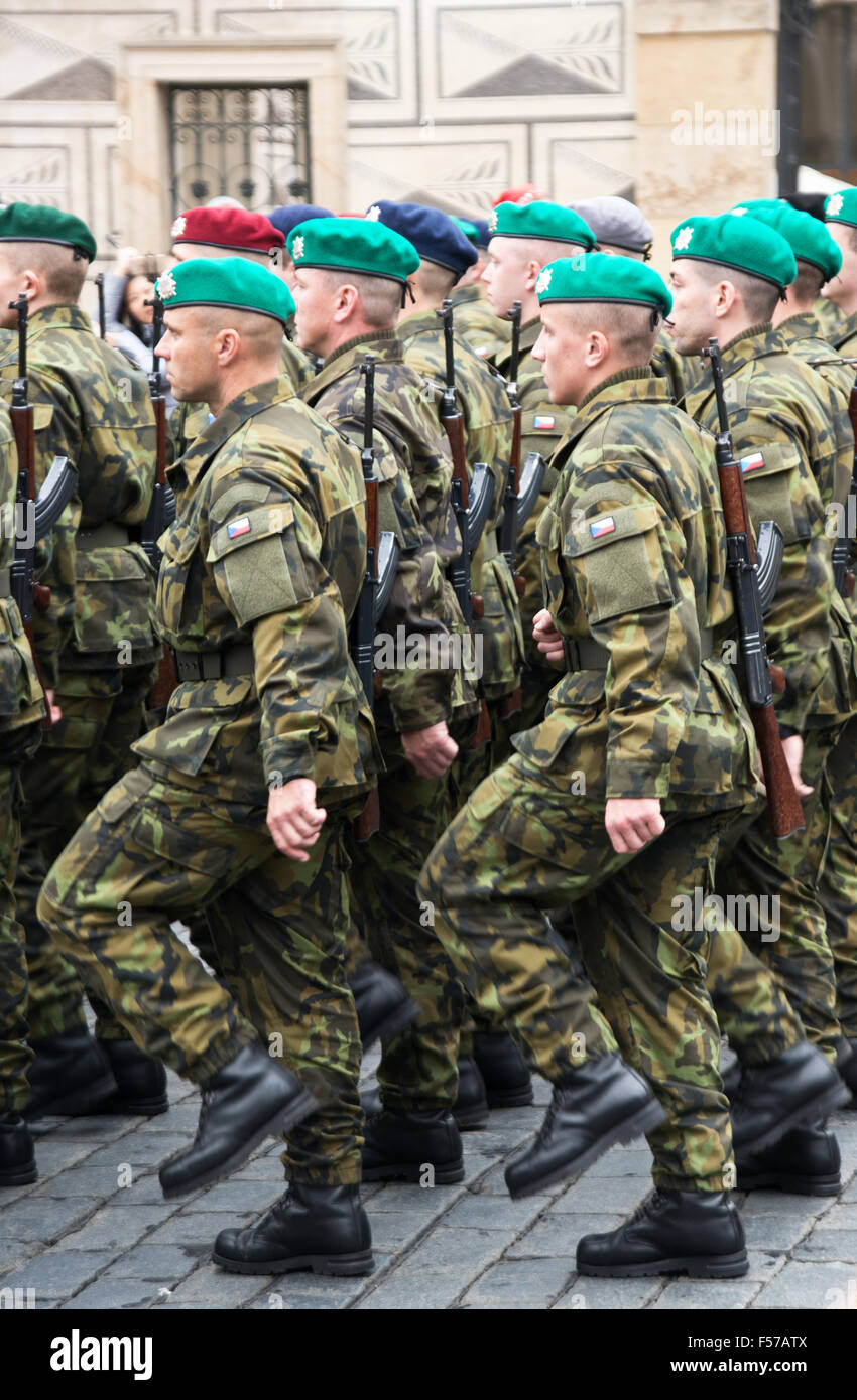 Soldiers march on the Prague Castle on the occasion of military oath ...