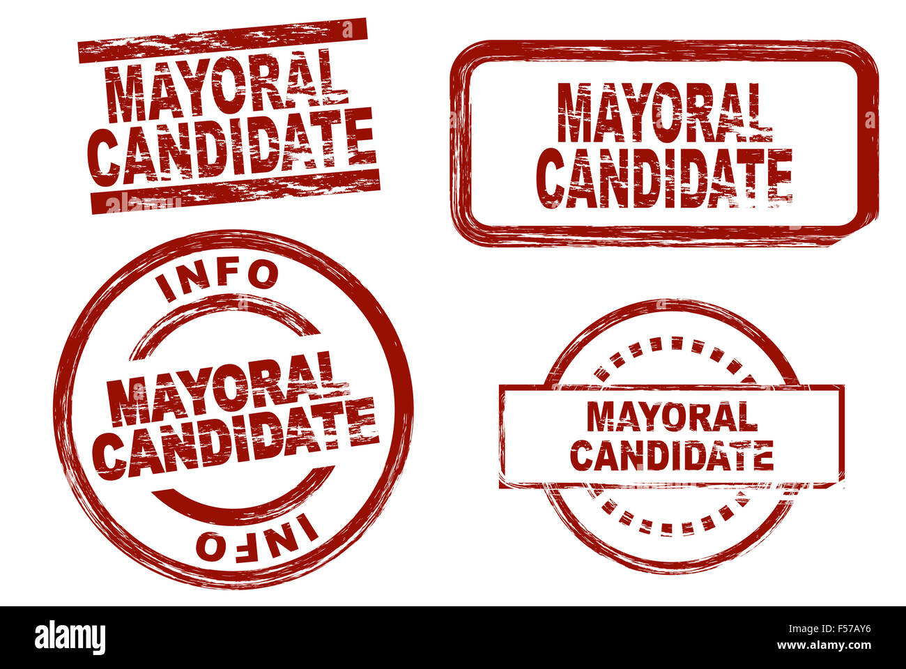 Set of stylized stamps showing the term mayoral candidate. All on white ...