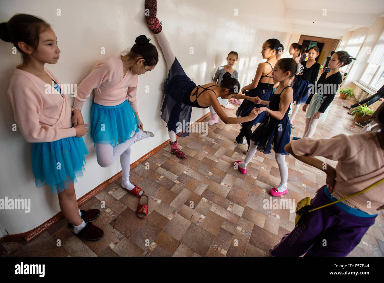First year students rest during break in Bishkek choreographic school ...