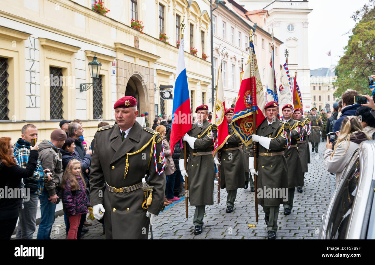Soldiers march on the Prague Castle on the occasion of military oath ...