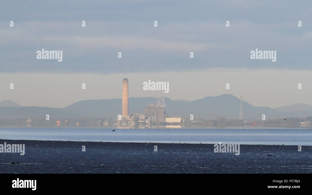 View of Longannet power station across Firth of Forth Scotland October ...