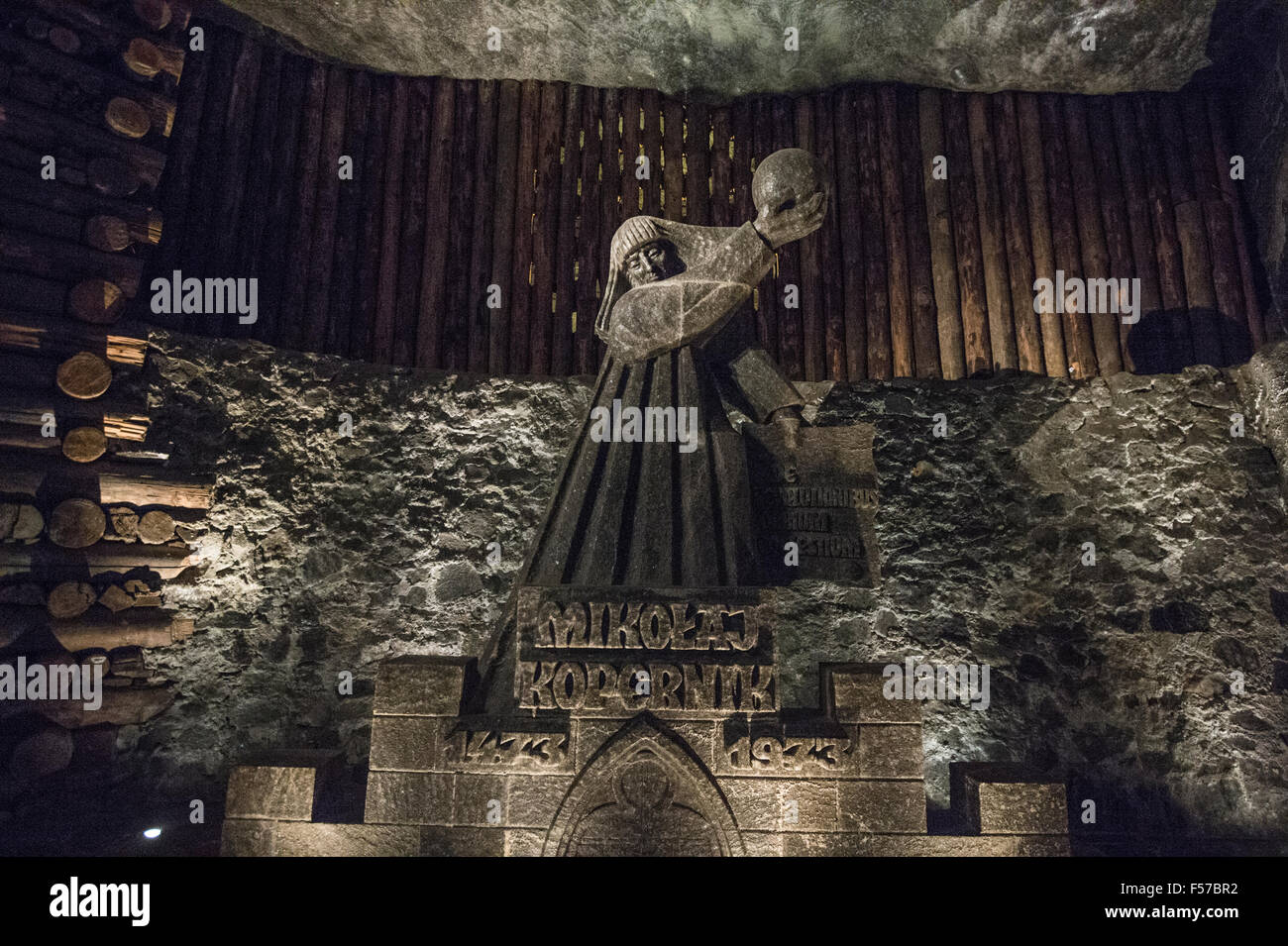 A rock salt statue of a women in Wieliczka Salt Mine in Poland Stock ...