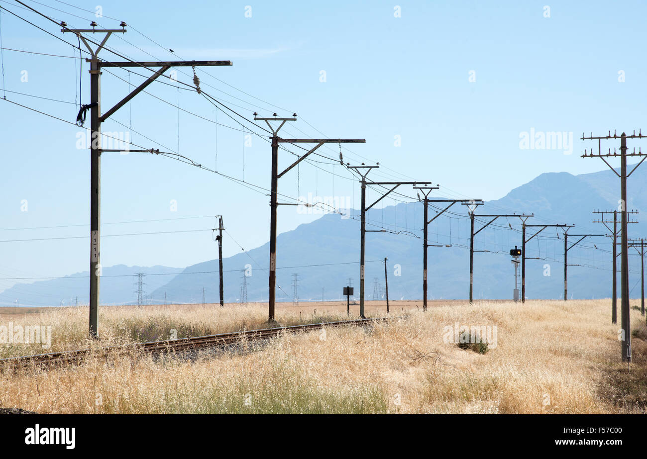 Single railroad line passing through the wheatlands of the Swartland ...