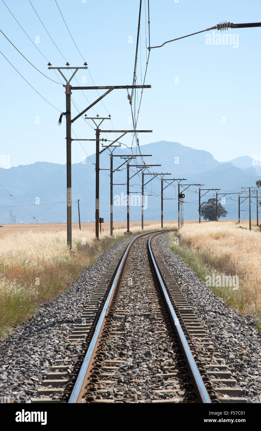 Single railroad line passing through the wheatlands of the Swartland ...