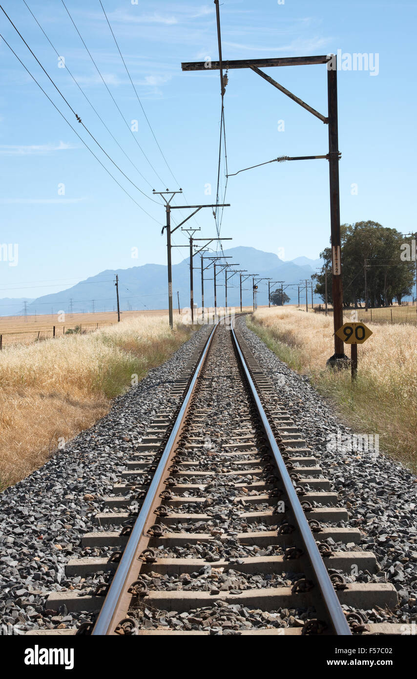 Single railroad line passing through the wheatlands of the Swartland ...
