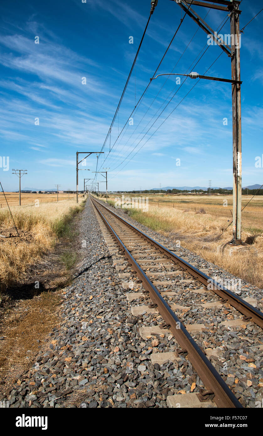 Single railroad line passing through the wheatlands of the Swartland ...