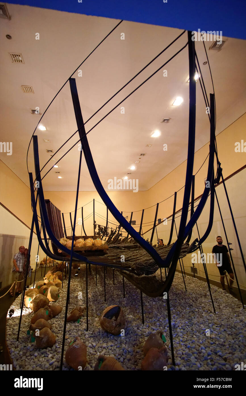 Interior of hall showing wreck reconstruction at Bodrum Castle and ...