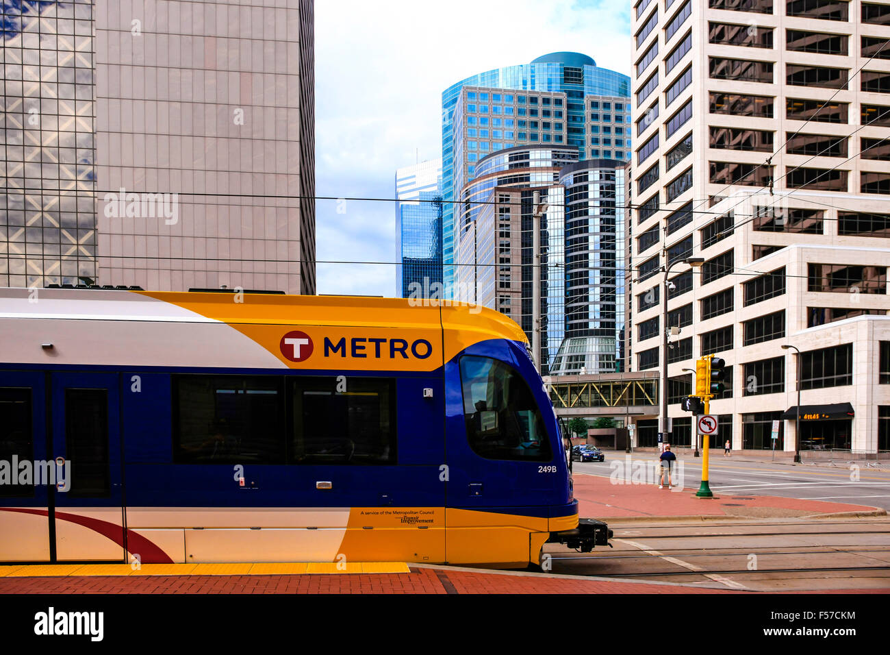 Modern Metro trams in downtown Minneapolis city Stock Photo - Alamy