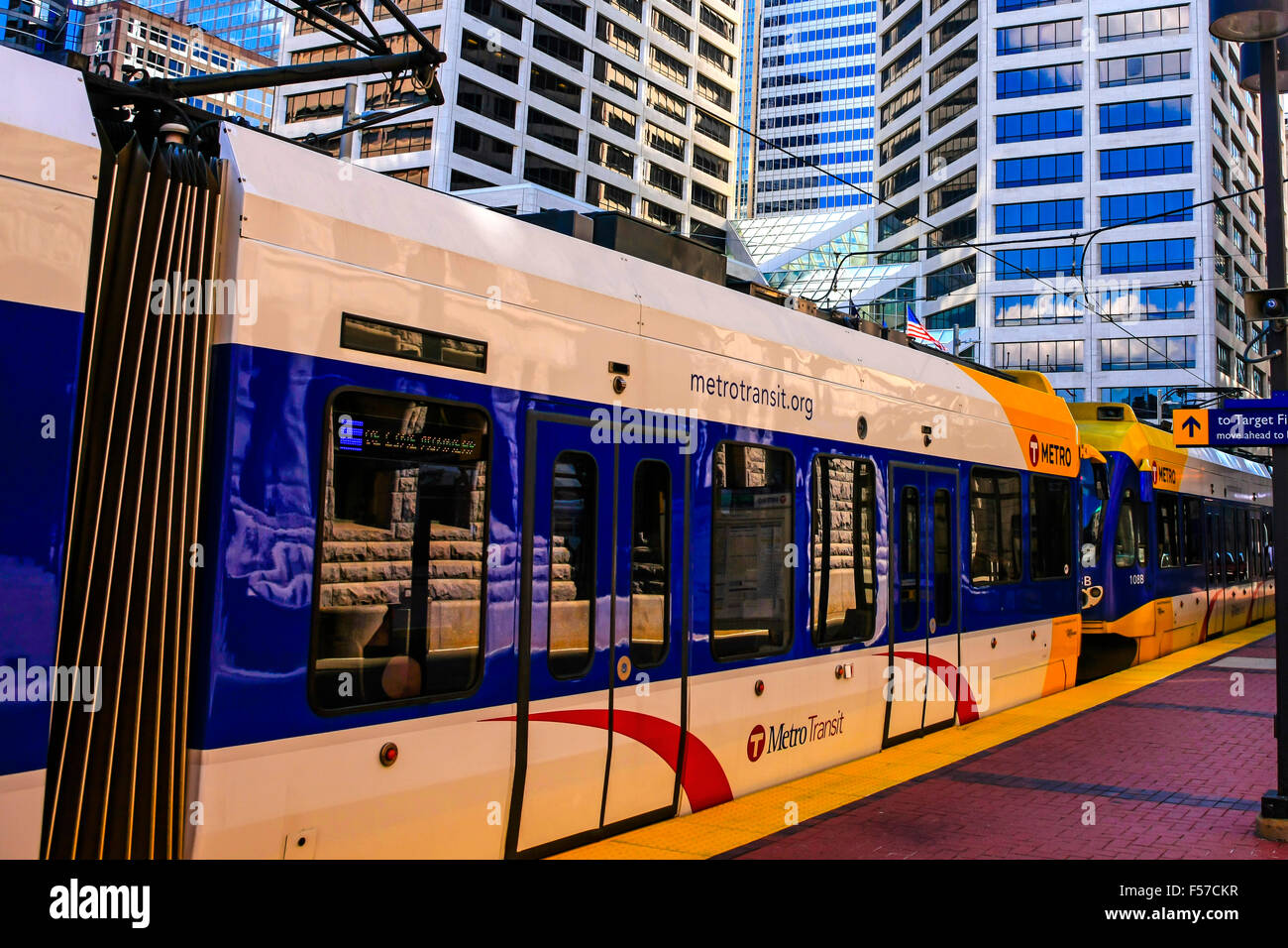 Modern Metro trams in downtown Minneapolis city Stock Photo - Alamy