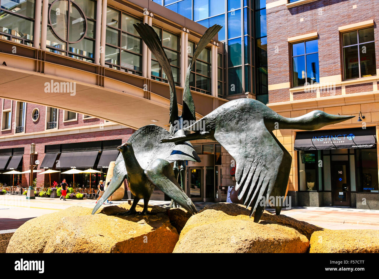 Bronze sculptures of the Great Blue Heron by Elliot Offner in downtown ...