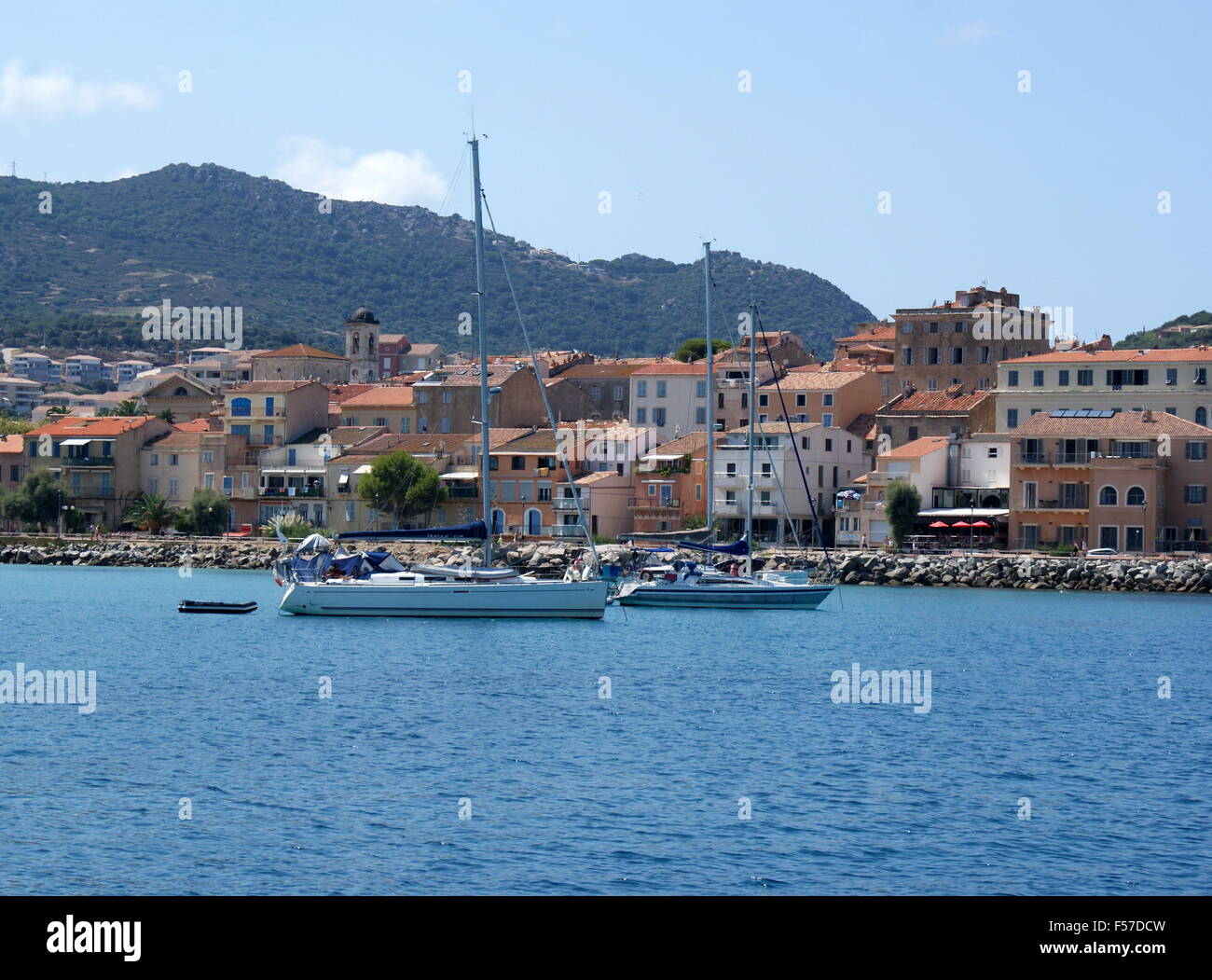 Yachts anchored in Ile Rousse harbour, Corsica Stock Photo - Alamy