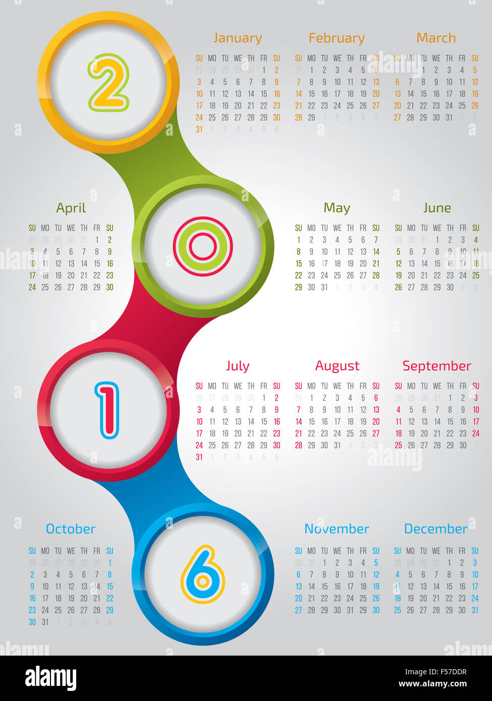 Cool colorful calendar design year hi-res stock photography and images ...