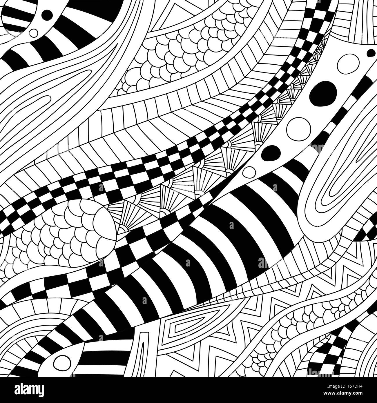 Abstract zentangle doodle waves seamless pattern Stock Vector Image ...