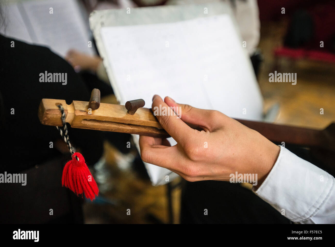 Kyrgyz authentic musical instruments orchestra play with conductor ...