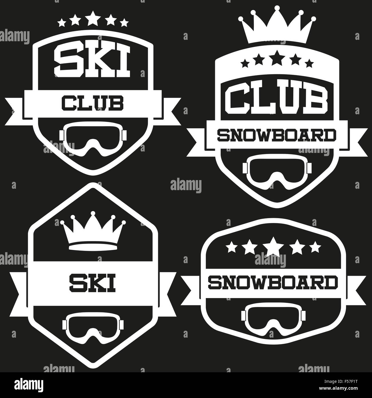 Set of Vintage SKI and Snowboard Club Badge Label Stock Vector Image ...