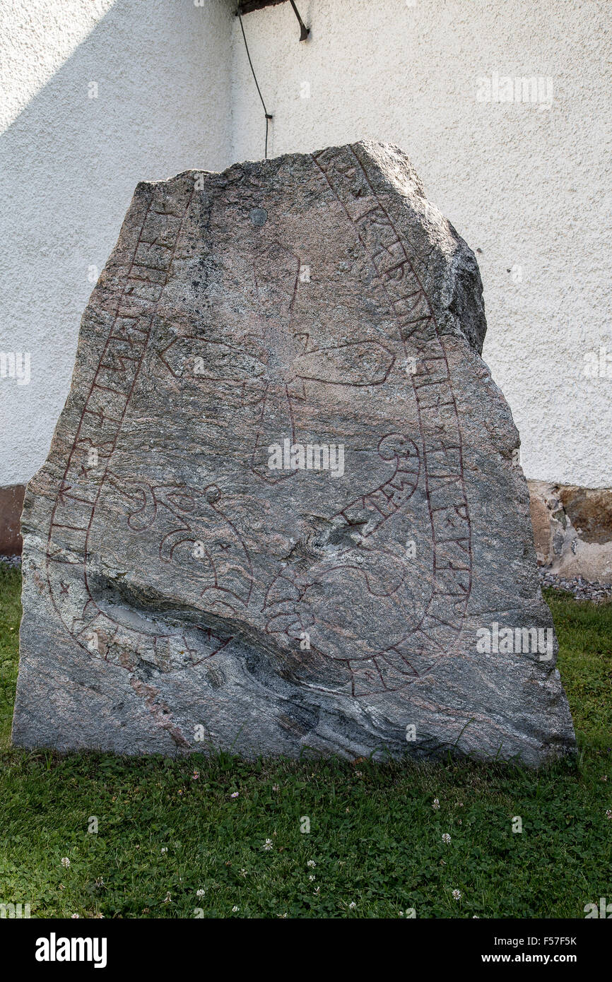 Runestone U 62, Spånga kyrka, Uppland, Sweden Stock Photo - Alamy