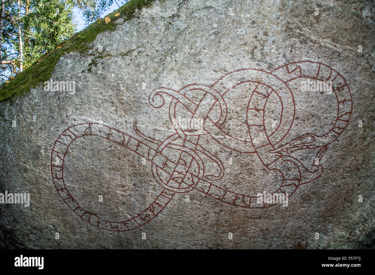 Runestone U 112, Kyrkstigen (Boulder in Ed), Ed parish, Uppland, Sweden ...