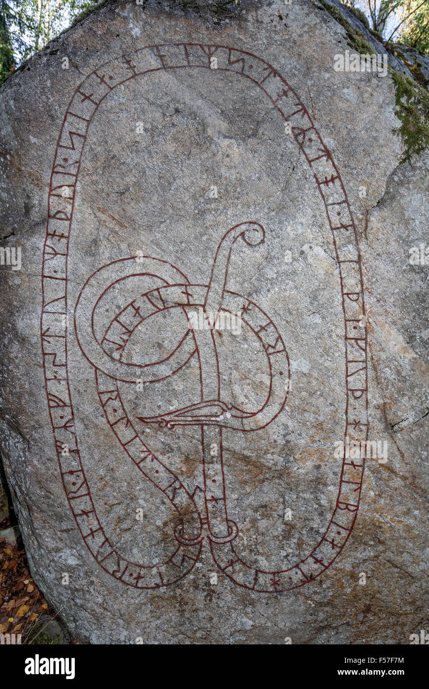 Runestone U 112, Kyrkstigen (Boulder in Ed), Ed parish, Uppland, Sweden ...