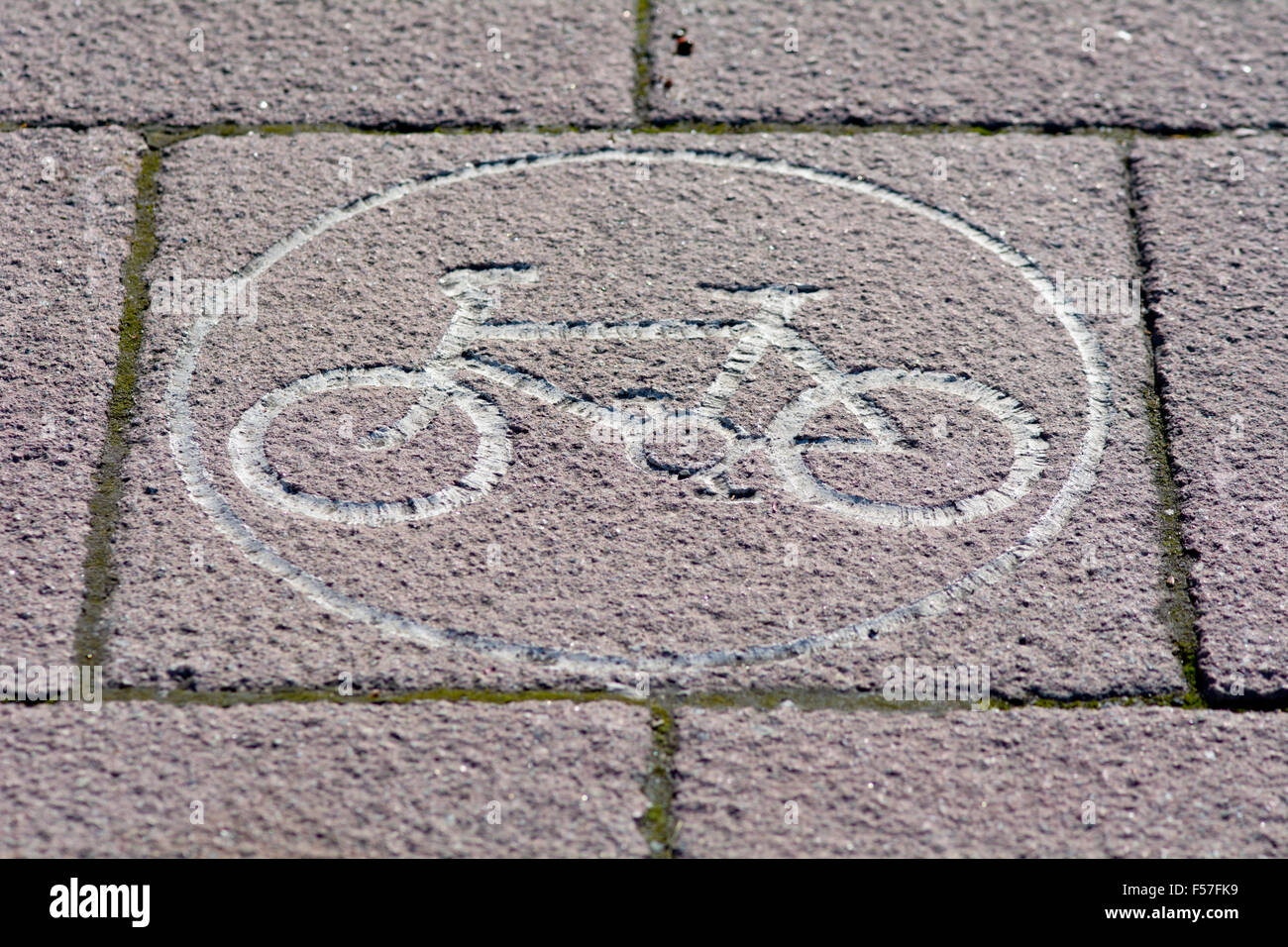 Cycle Lane sign and symbol on paving slab in city centre Stock Photo ...