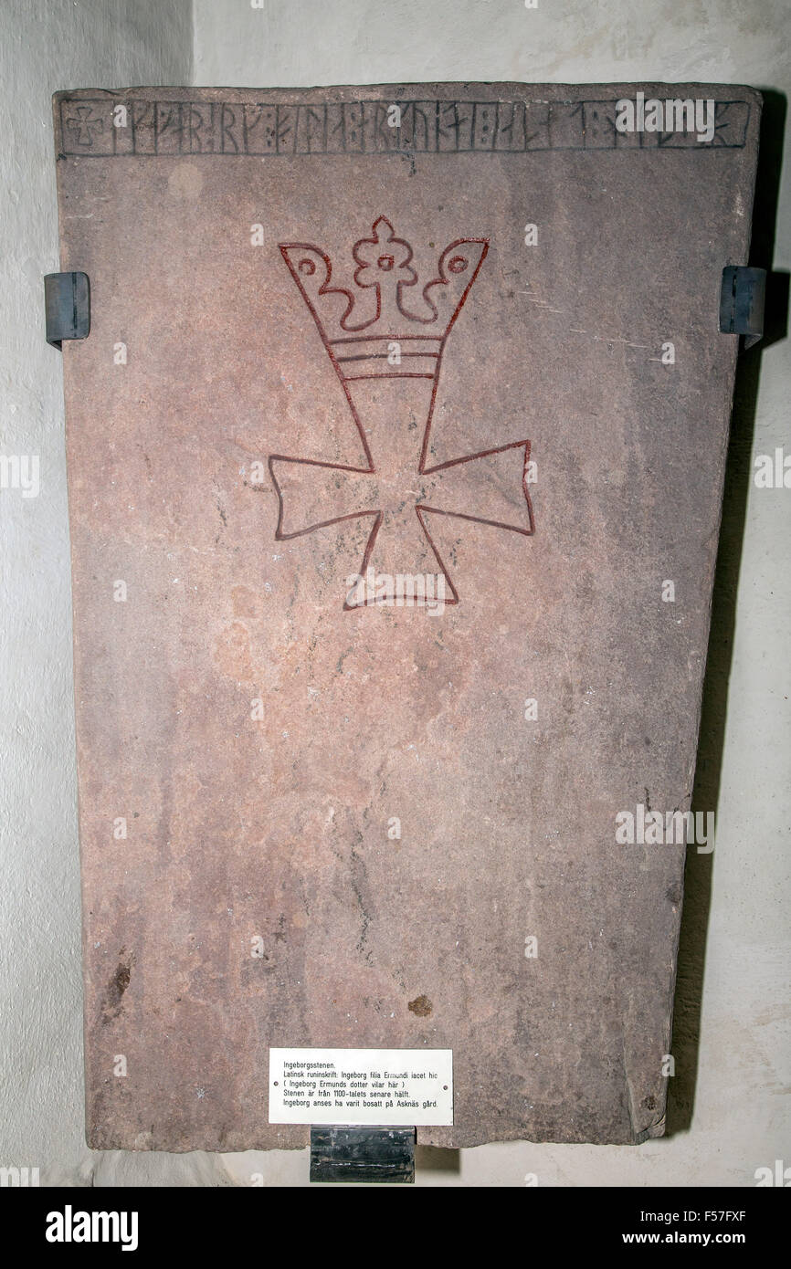 Runestone U 15, Ekerö church, Uppland, Sweden Stock Photo - Alamy