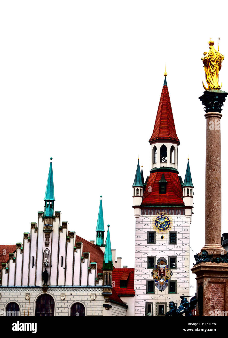 Historic buildings at the Marienplatz in Munich, Germany Stock Photo ...
