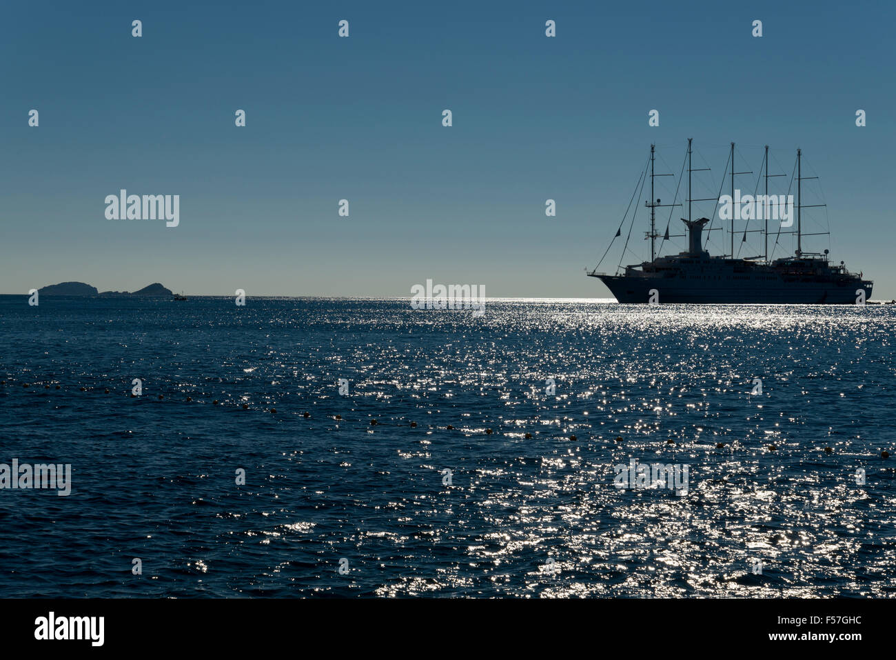 Sailing cruise ship at anchor Stock Photo - Alamy