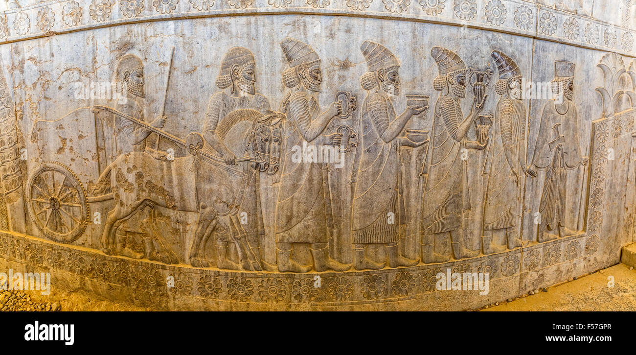 Residents of historical empire with animals in Persepolis Stock Photo ...