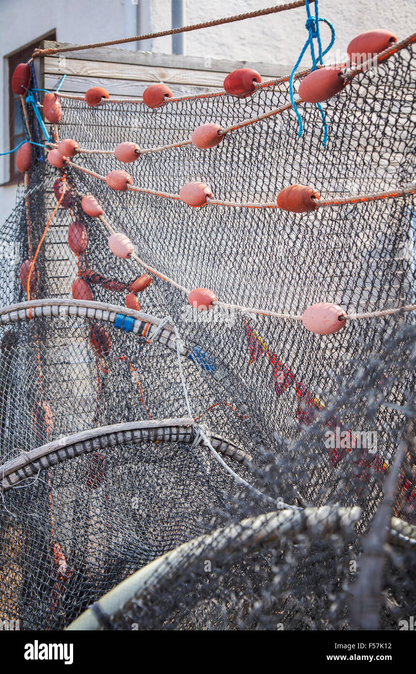 Image of a large woven fishing net hung up Stock Photo - Alamy