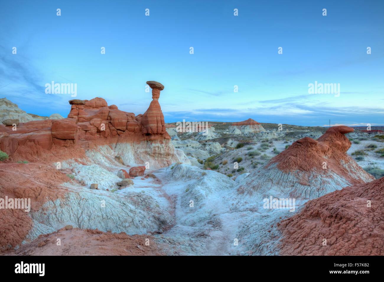 The Toadstools hoodoo rock formation after sunset in Southern Utah ...