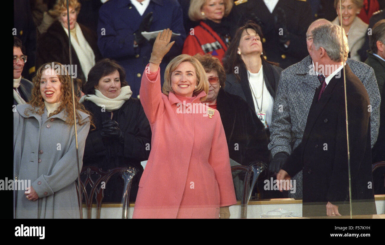 United States President Bill Clinton, right, accompanied by first lady ...