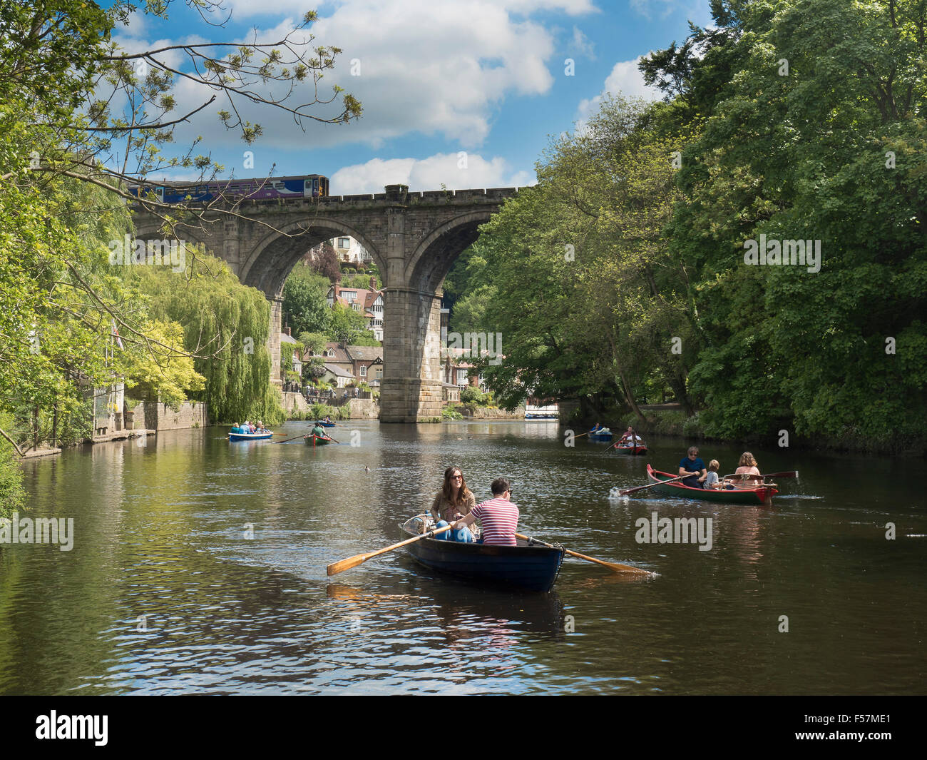 Rowing on the River Nidd, Knaresborough, North Yorkshire Stock Photo ...