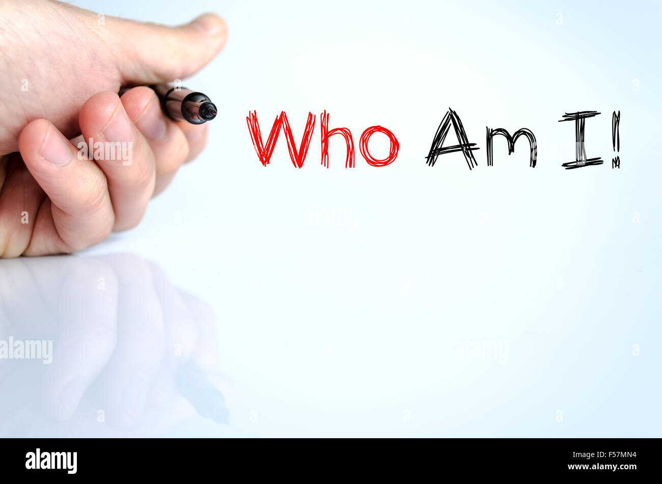 Who am i text concept isolated over white background Stock Photo - Alamy